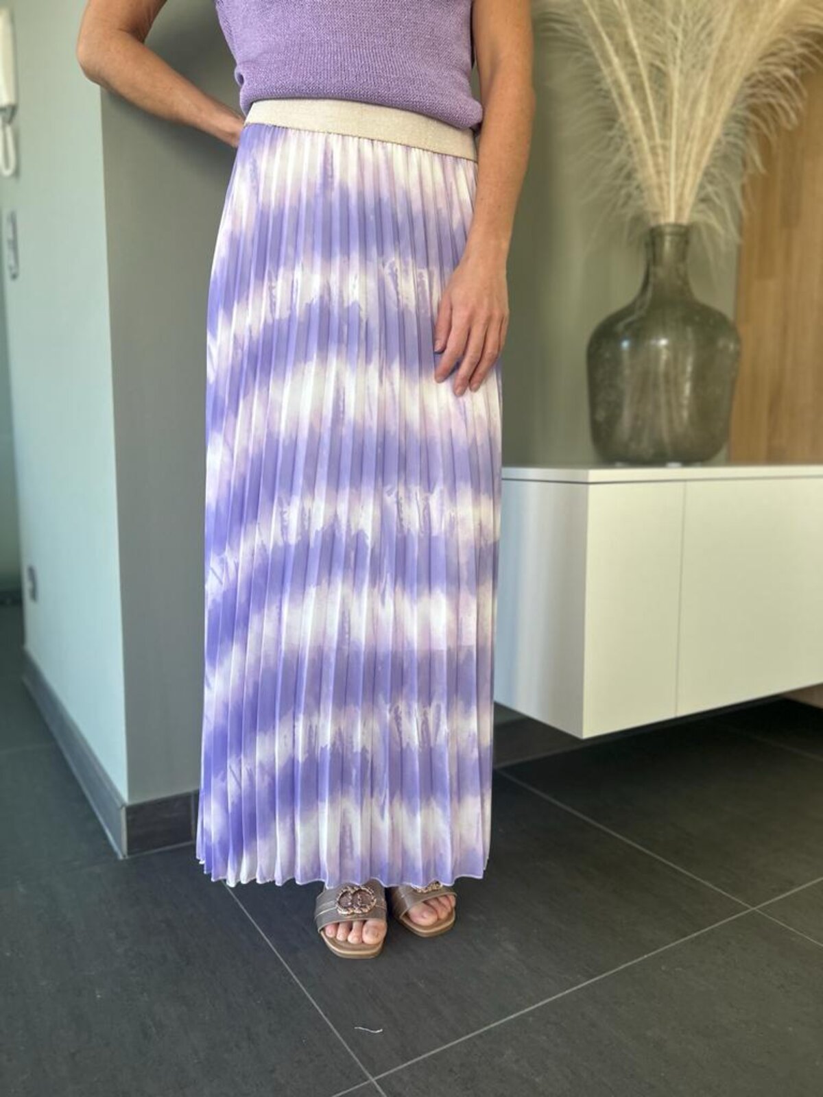 Rok plissé in lila print | Diva Fashion