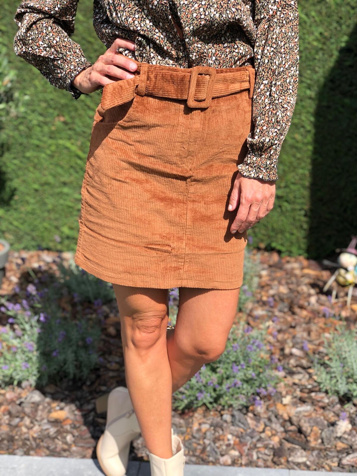 Velour camel rokje | Diva Fashion