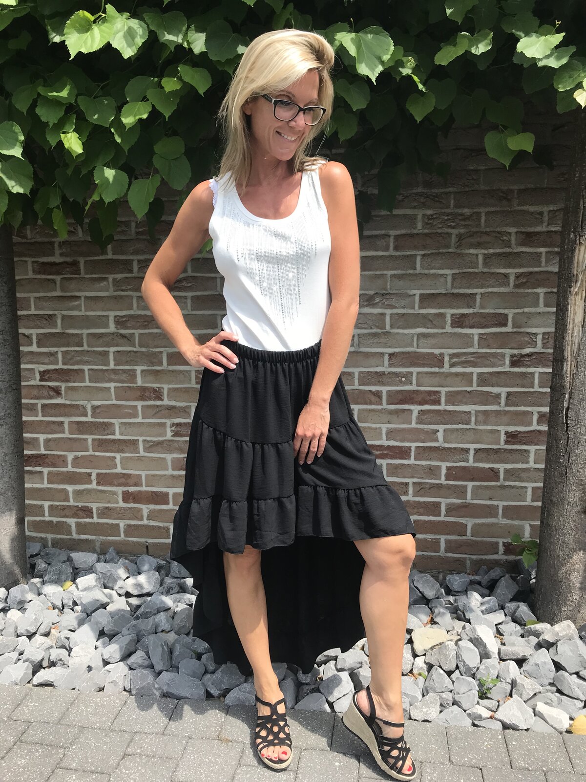 Rok voor kort achter lang in zwart | Diva Fashion