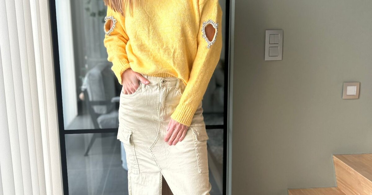 Pull met hartje in geel | Diva Fashion