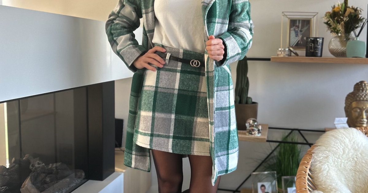 Rokje in groen ruit | Diva Fashion