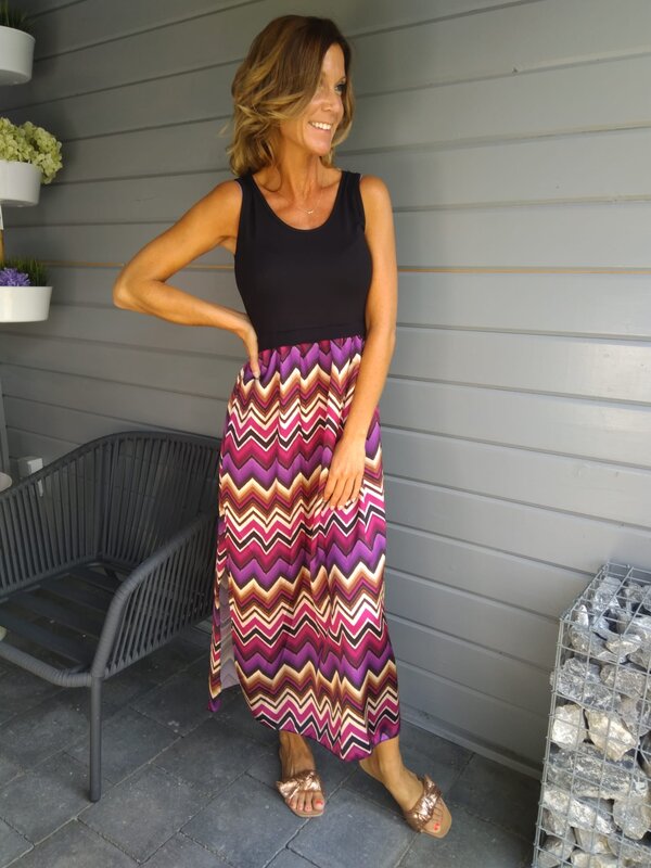 Lang kleed bordeaux paarse tinten | Diva Fashion